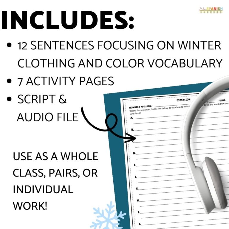 La Ropa y los Colores Spanish Clothing Colors Listening and Dictation ...