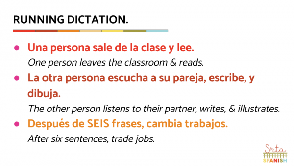 Running Dictation in Spanish Class Activity - Srta Spanish