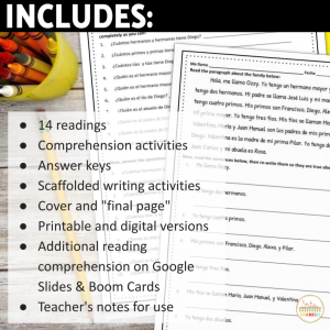 La Familia Spanish Family Tree Vocabulary Activity Reading ...