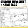 Student Information Sheet and Name Tags EDITABLE with Google Drive ...