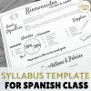 Back to School Spanish Syllabus High School & Middle School Editable ...