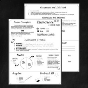 Back to School Spanish Syllabus High School & Middle School Editable ...