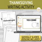 Thanksgiving Break Writing Activity in Spanish and English with DIGITAL ...
