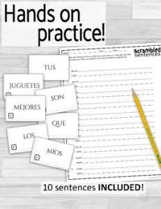 Spanish Possessive Adjectives Long Form Scrambled Sentences Activity ...