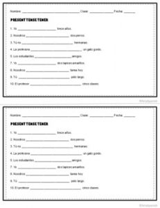 TENER Notes Practice and Formative Assessment - Srta Spanish