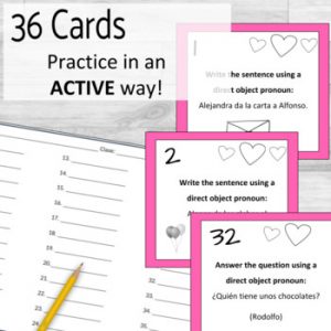 Direct Object Pronouns Spanish Task Cards Valentine's Day Theme - Srta ...