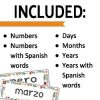 Spanish Calendar Bulletin Board Printable Set Floral Theme - Srta Spanish