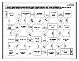 Spanish Worksheet Telling Time Maze Practice Activity - Srta Spanish