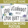 Spanish Question Word Posters SUCCULENT Theme - Srta Spanish