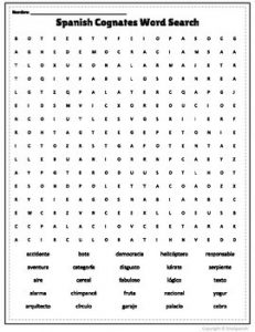 Printable Word Search in Spanish for Cognates - Srta Spanish