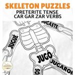 Car Gar Zar Preterite Verbs Skeleton Puzzle - Srta Spanish