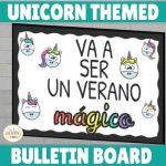 Unicorn Theme Bulletin Board Spanish - Srta Spanish