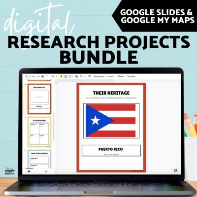 Spanish Digital Research Projects BUNDLE for Google Slides and Google ...