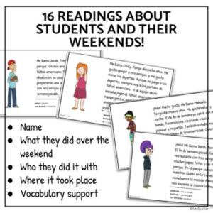 Learning Spanish Past Tense Reading & Activities Weekend Chat Theme ...