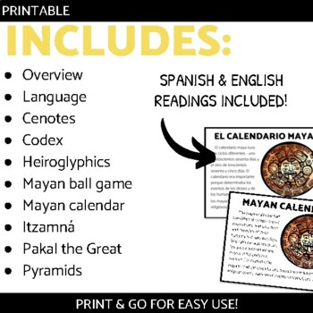 Maya | Los Mayas Readings Activities and Bulletin Board in Spanish and ...