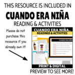 Cuando Era Niña | Imperfect Tense in Spanish Reading Comprehension ...