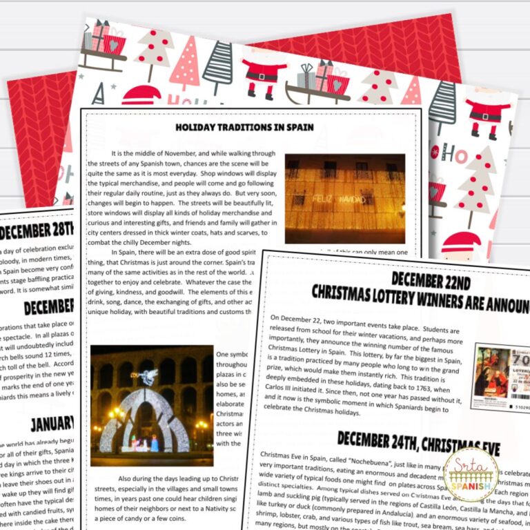 Holidays in Spain Reading Activity and Sub Plan - Srta Spanish