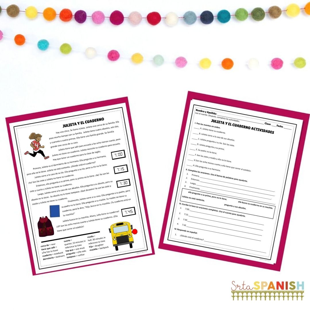 Telling Time in Spanish Lesson Plans and Activities - Srta Spanish