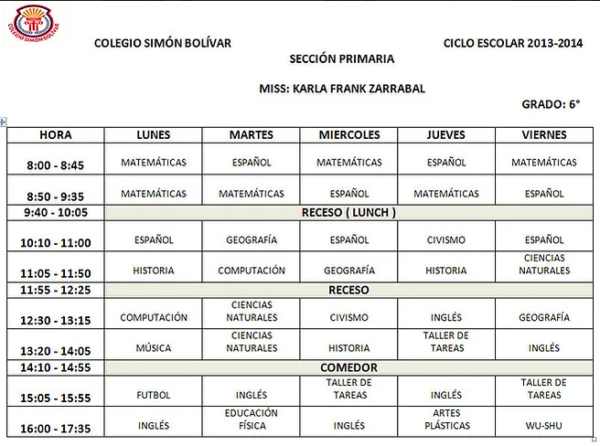 15 School Schedules from Spanish-Speaking Countries - Srta Spanish