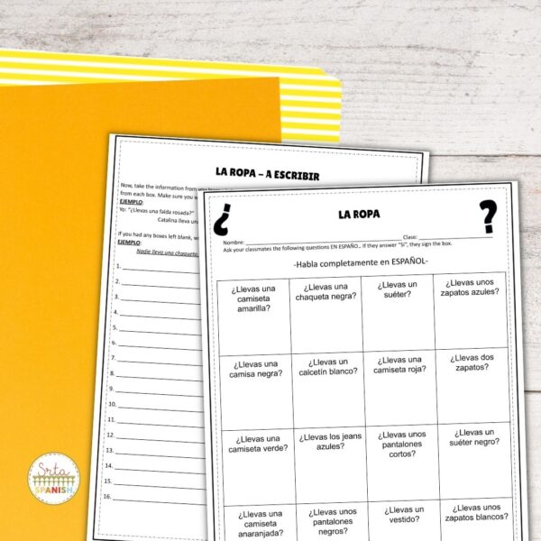 Clothing Activities for Spanish Class - Srta Spanish