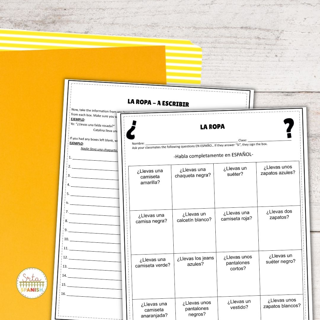 Clothing Activities for Spanish Class - Srta Spanish