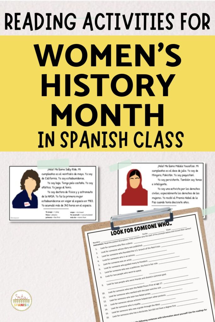 Reading Activities for Women's History Month - Srta Spanish