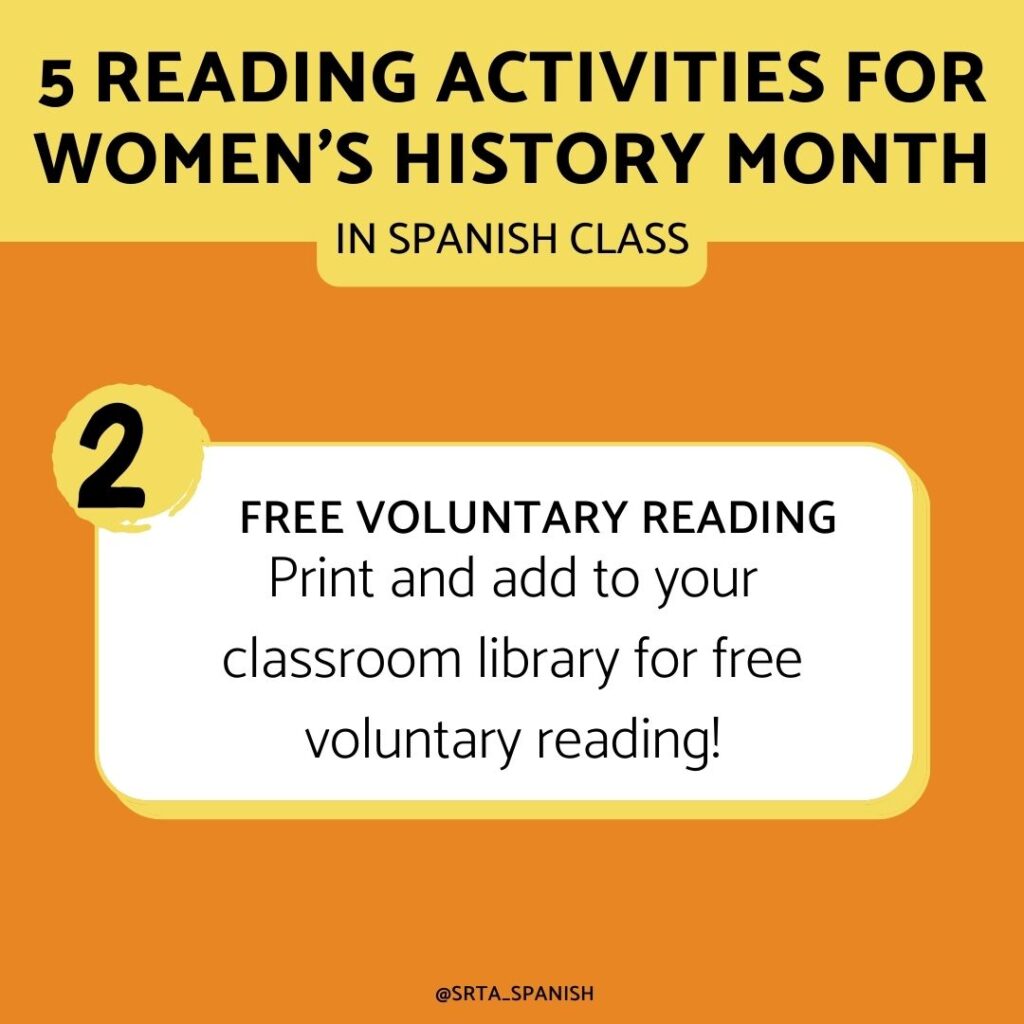 Reading Activities for Women's History Month - Srta Spanish
