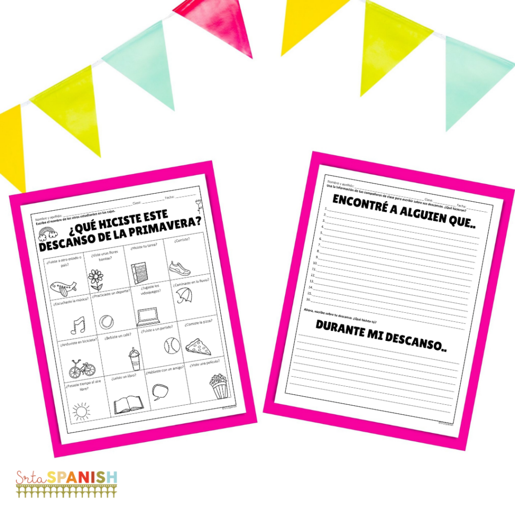 Plans for After Spring Break in Spanish Class - Srta Spanish