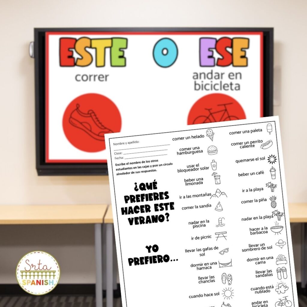 Fun Spanish End of the Year Activity: This or That Game - Srta Spanish