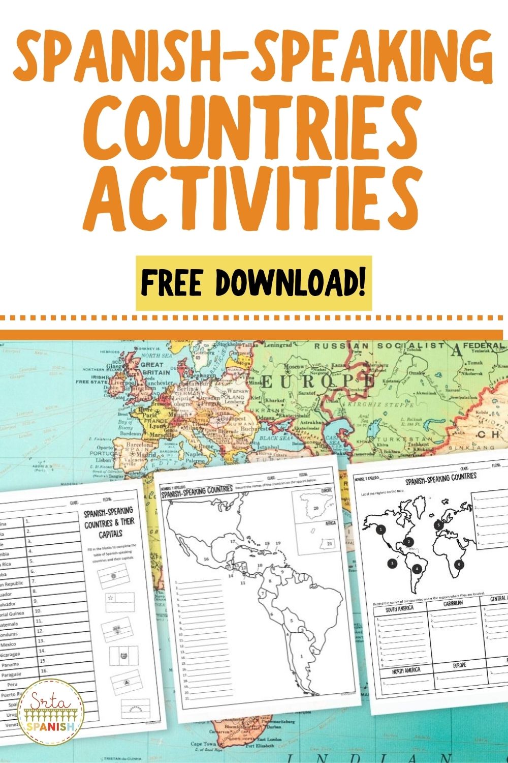 Map of Spanish-Speaking Countries and Activities - Srta Spanish