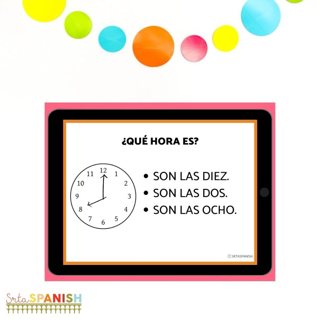 La Hora Practice Spanish Telling Time Worksheets - Srta Spanish