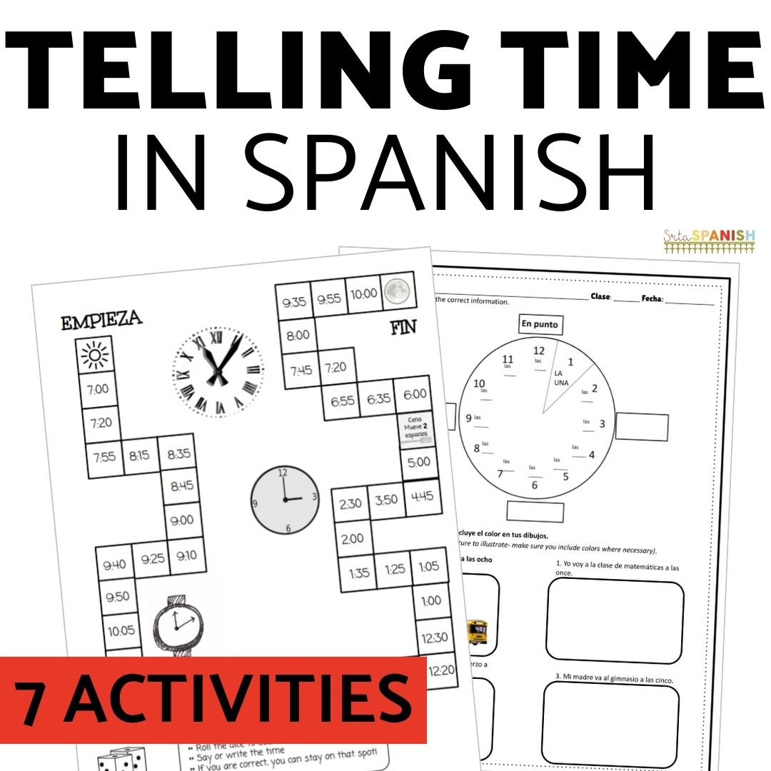 La Hora Practice Spanish Telling Time Worksheets - Srta Spanish