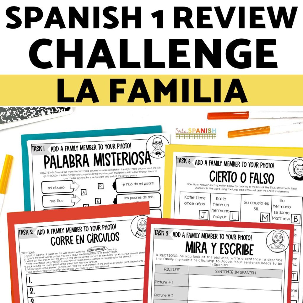 La Familia Review Game Challenge - Srta Spanish