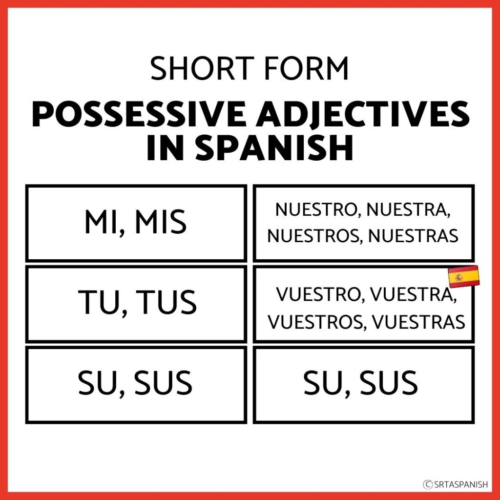 Possessive Adjectives Spanish Practice Worksheets - Srta Spanish