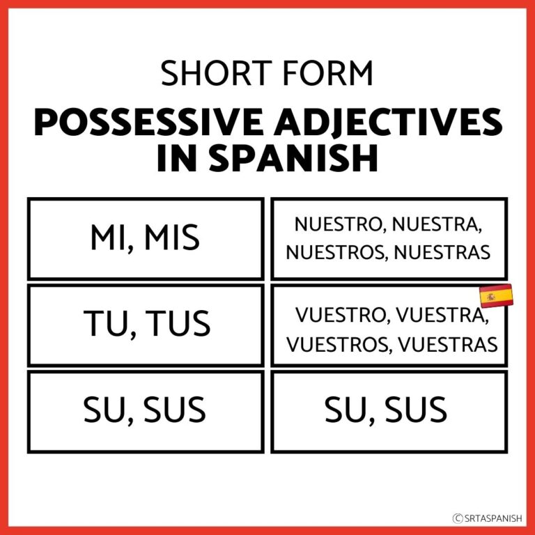 Possessive Adjectives Spanish Practice Worksheets - Srta Spanish