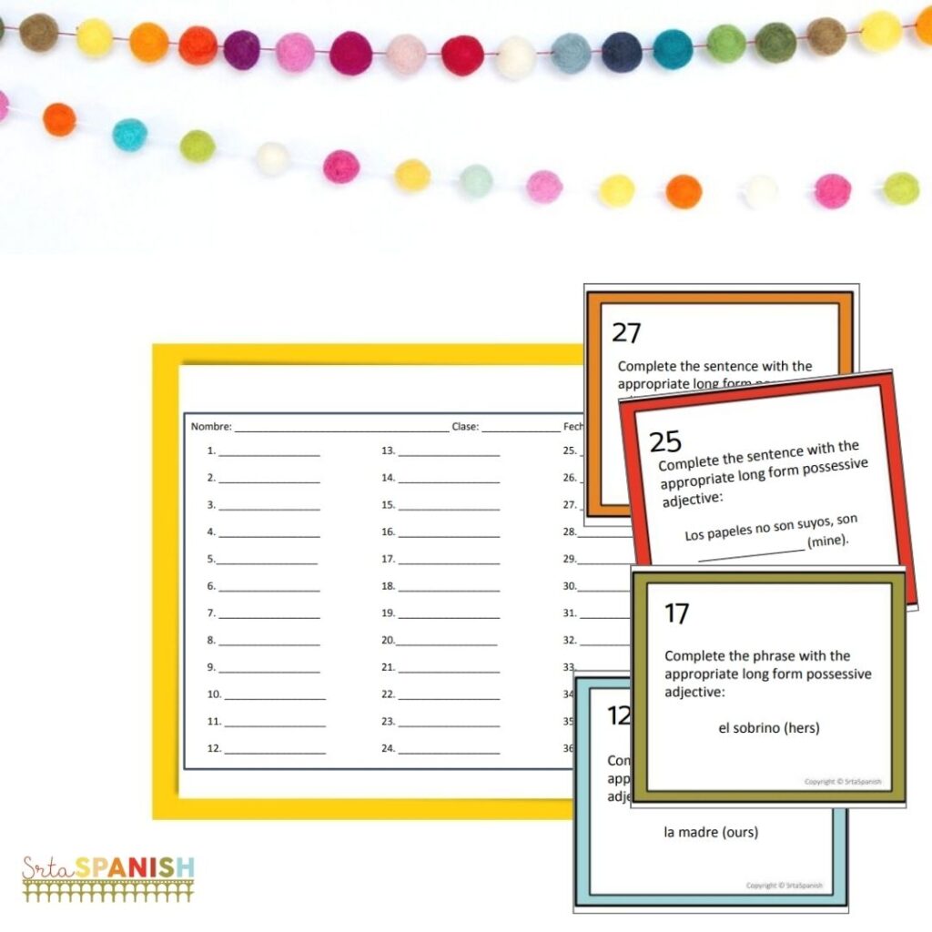 Possessive Adjectives Spanish Practice Worksheets - Srta Spanish