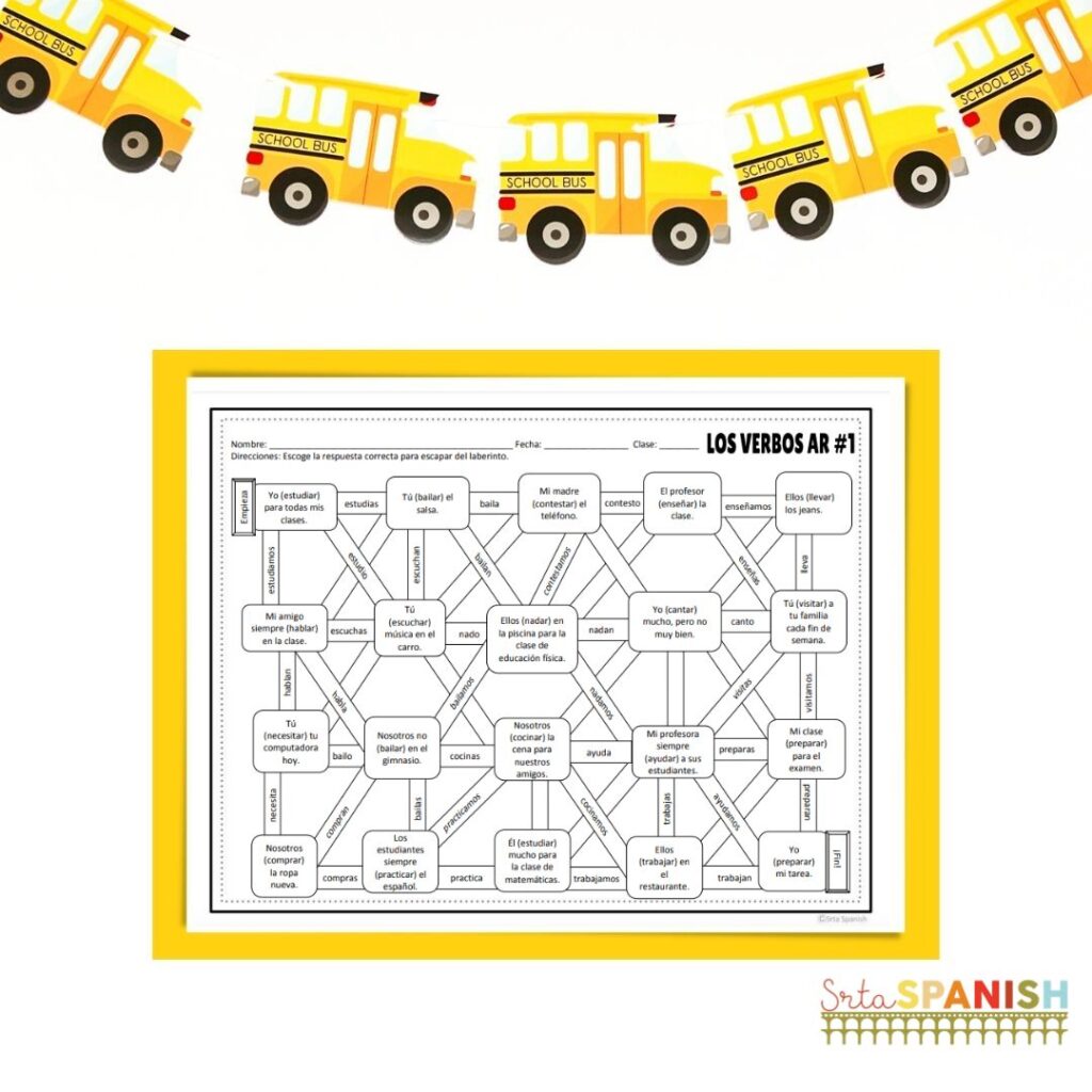 Spanish Present Tense Regular Verbs Practice Worksheets - Srta Spanish