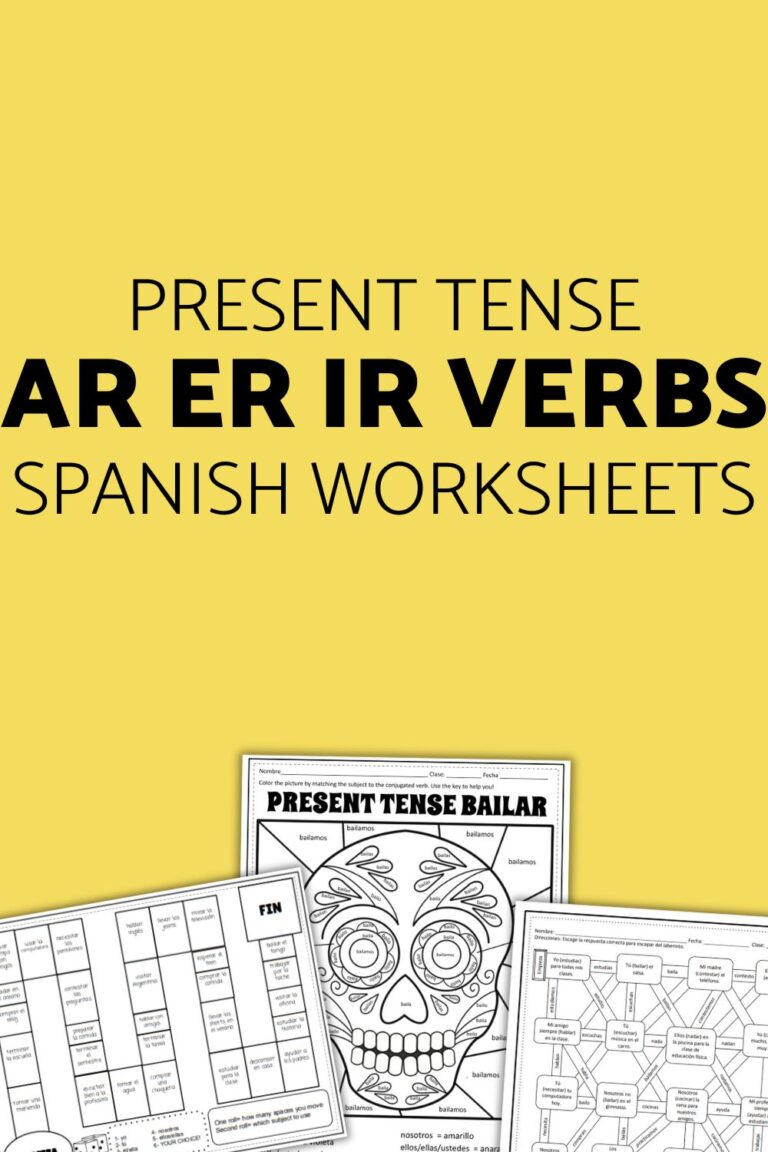 Regular AR ER IR Verbs in Spanish Worksheet Practices - Srta Spanish