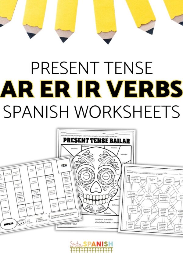 Regular AR ER IR Verbs in Spanish Worksheet Practices - Srta Spanish