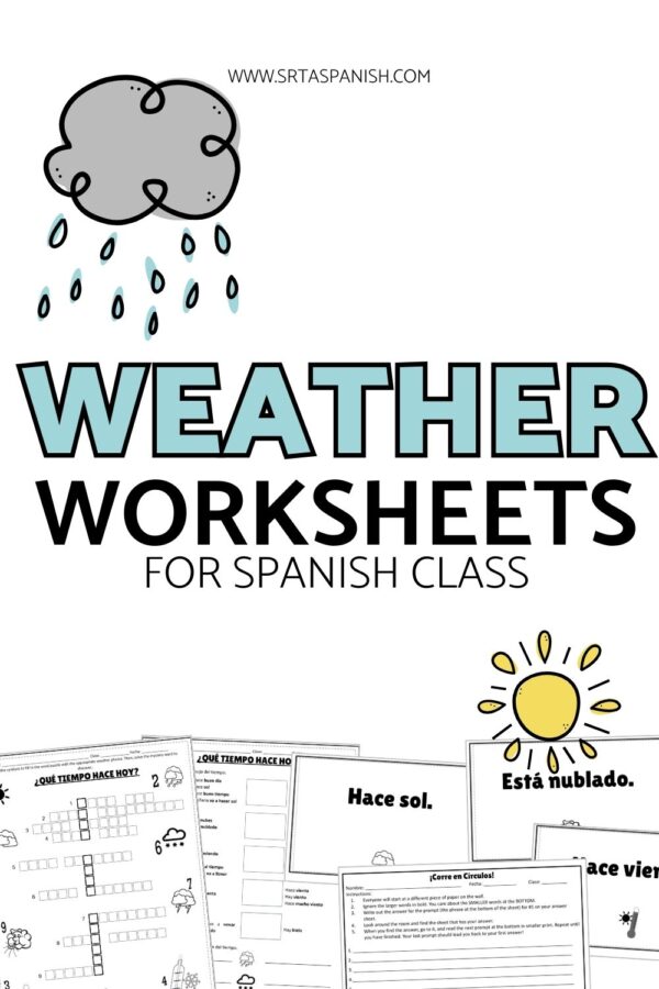 Fun Spanish Weather Vocabulary Worksheets for El Tiempo - Srta Spanish