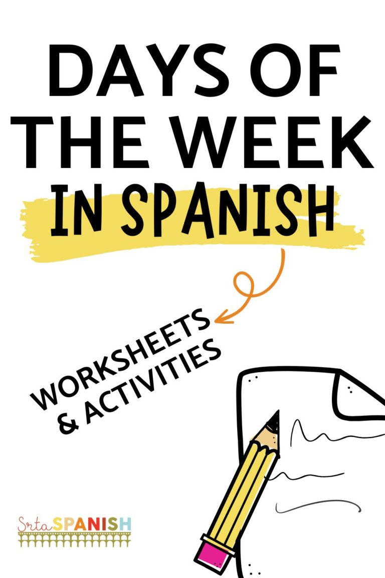 Days of the Week in Spanish Printable Worksheet Activities - Srta Spanish