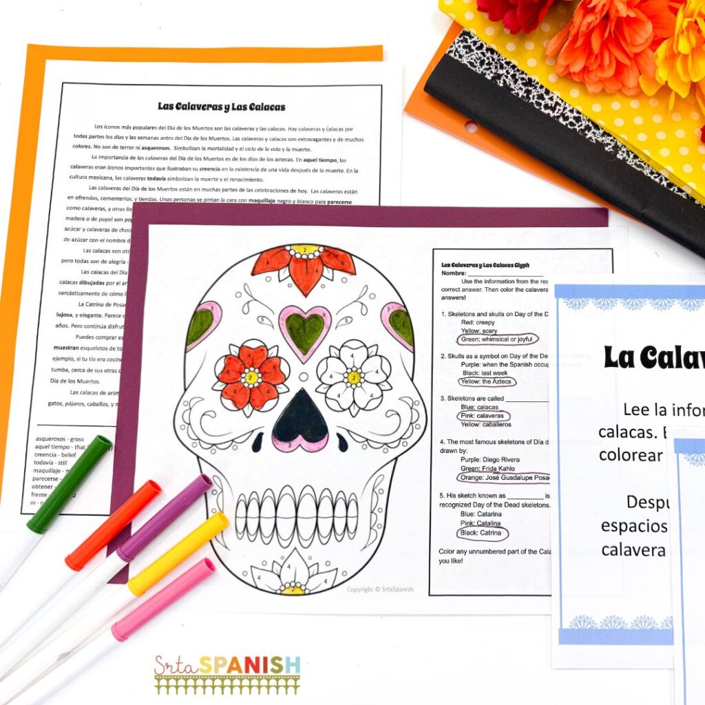 Día de los Muertos Worksheets for Spanish Class - Srta Spanish