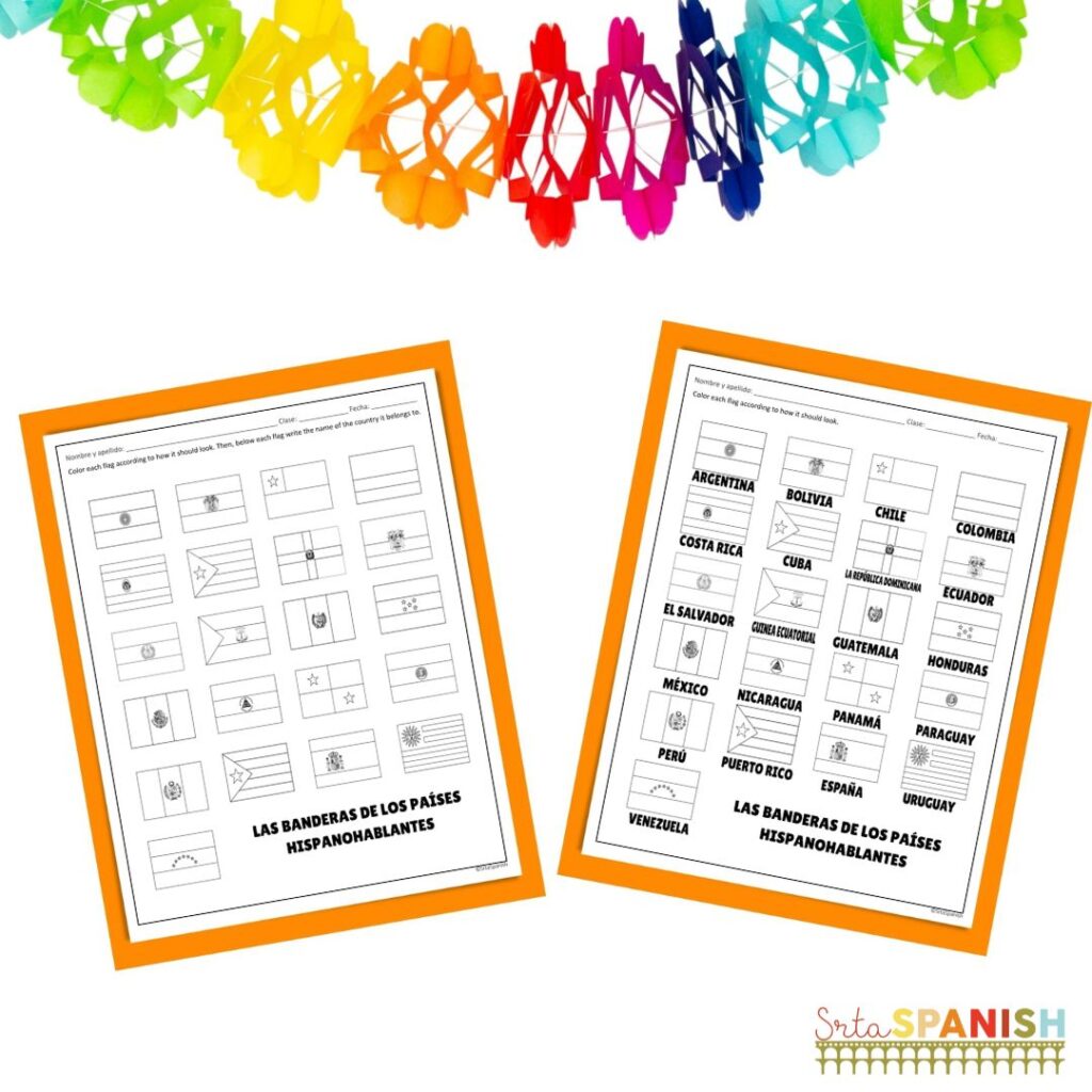 Hispanic Heritage Month Printable Flag Coloring Pages - Srta Spanish
