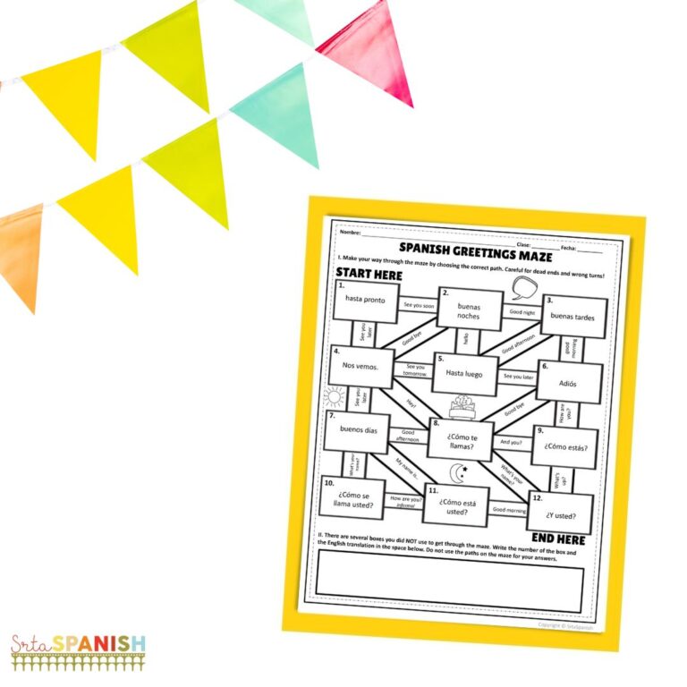 Spanish Introductions: Greetings & Farewells Worksheets - Srta Spanish