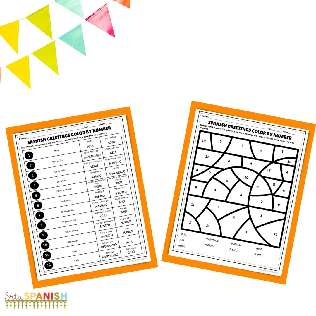 Spanish Introductions: Greetings & Farewells Worksheets - Srta Spanish