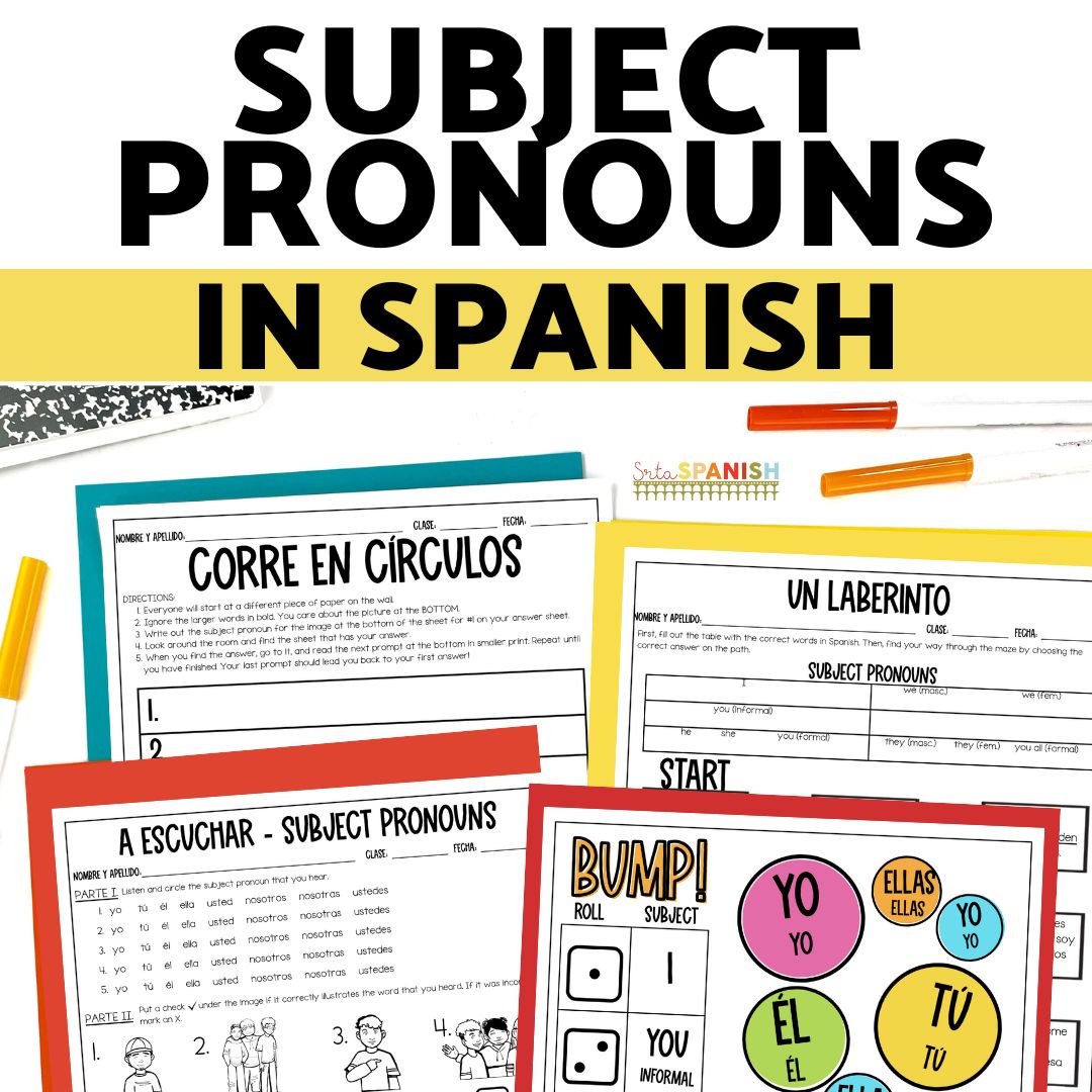 Subject Pronouns in Spanish Worksheet Resources - Srta Spanish