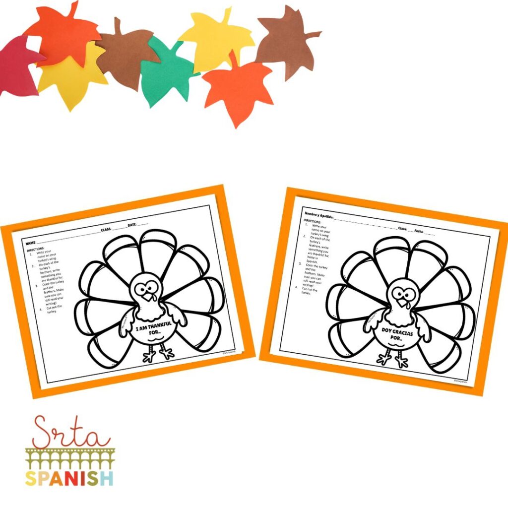 Easy Thanksgiving Bulletin Board Idea for Spanish Classroom Decor ...