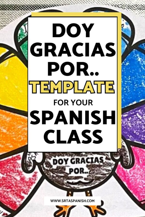 I Am Thankful Turkey Printable Spanish Class Craft Template - Srta Spanish