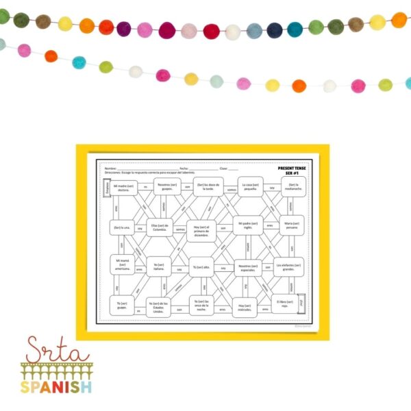 Present Tense Ser Spanish Verb Practice Worksheets - Srta Spanish