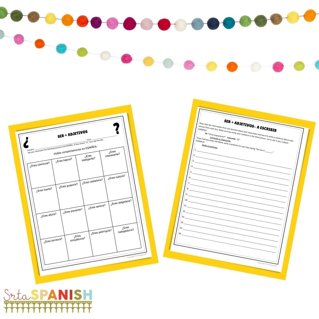 Present Tense Ser Spanish Verb Practice Worksheets - Srta Spanish